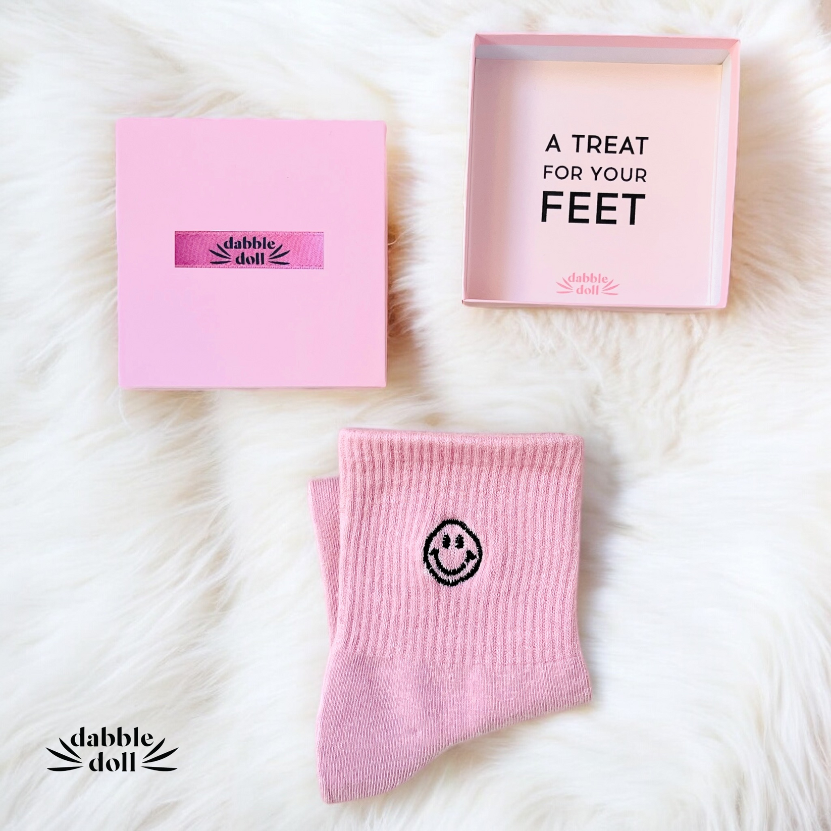 Smiley Face Socks (Pink/Mauve) – Dabble Doll