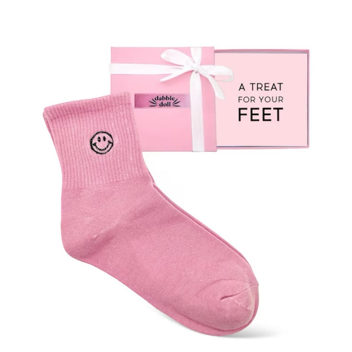 Smiley Face Socks (Pink/Mauve) – Dabble Doll