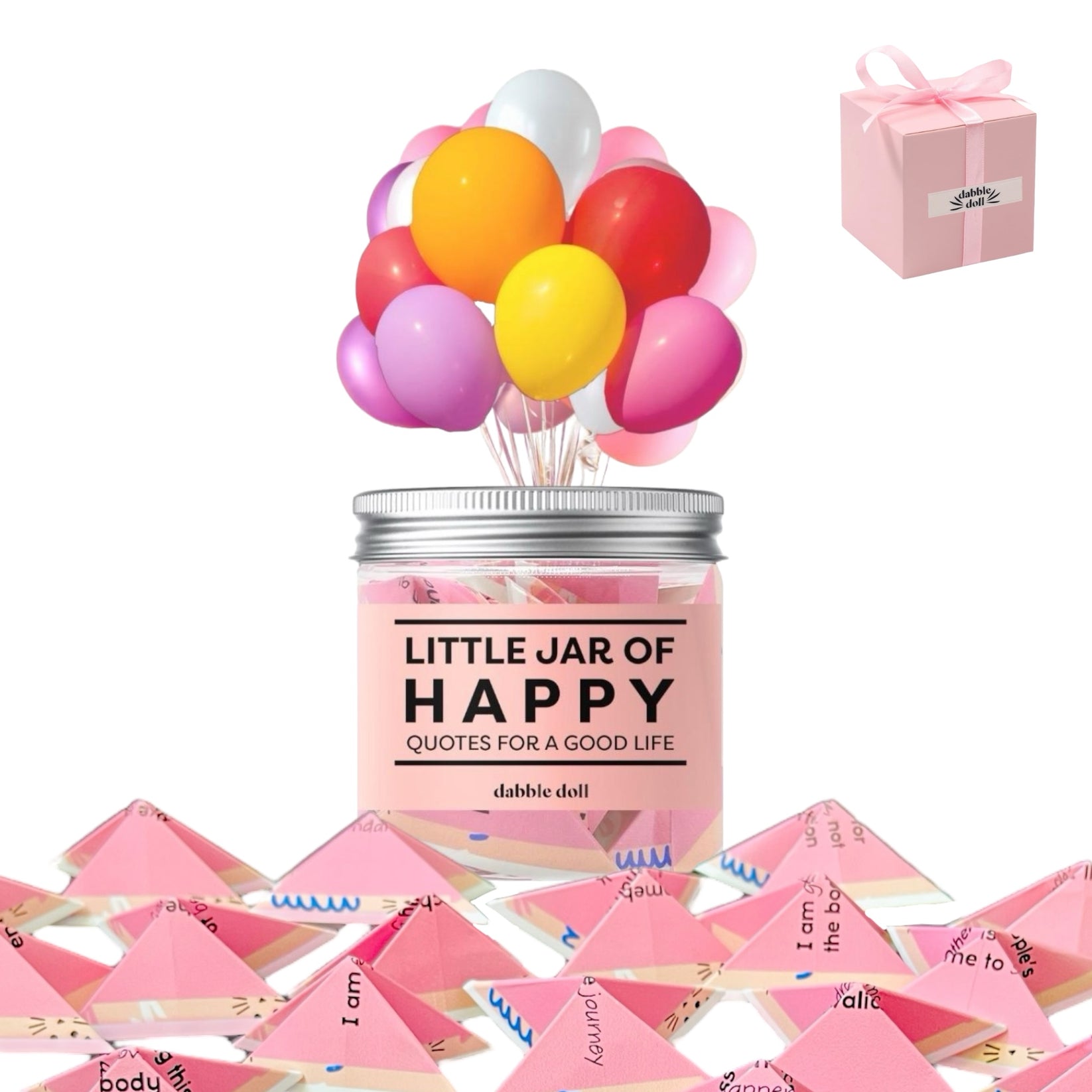Happy Jar Gift Box with Inspirational Quotes for Positivity | Dabble Doll